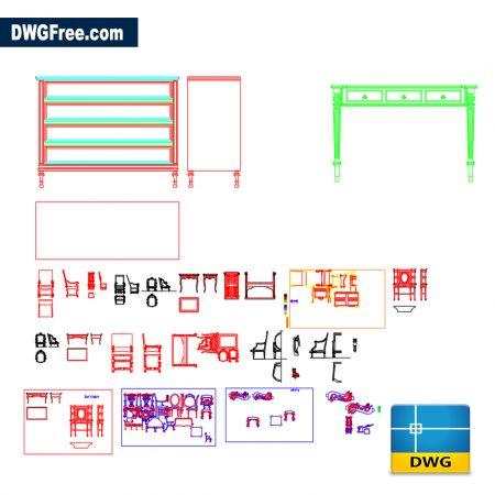 Bookshelf Bookcase Free DWG [ Drawing TOP ] AutoCAD Blocks.