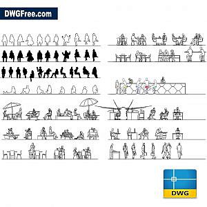 People swimming DWG - Download Autocad Blocks Model.