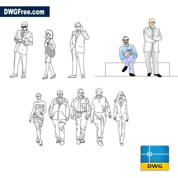 People in top view DWG - Download Autocad Blocks Model. AutoCad