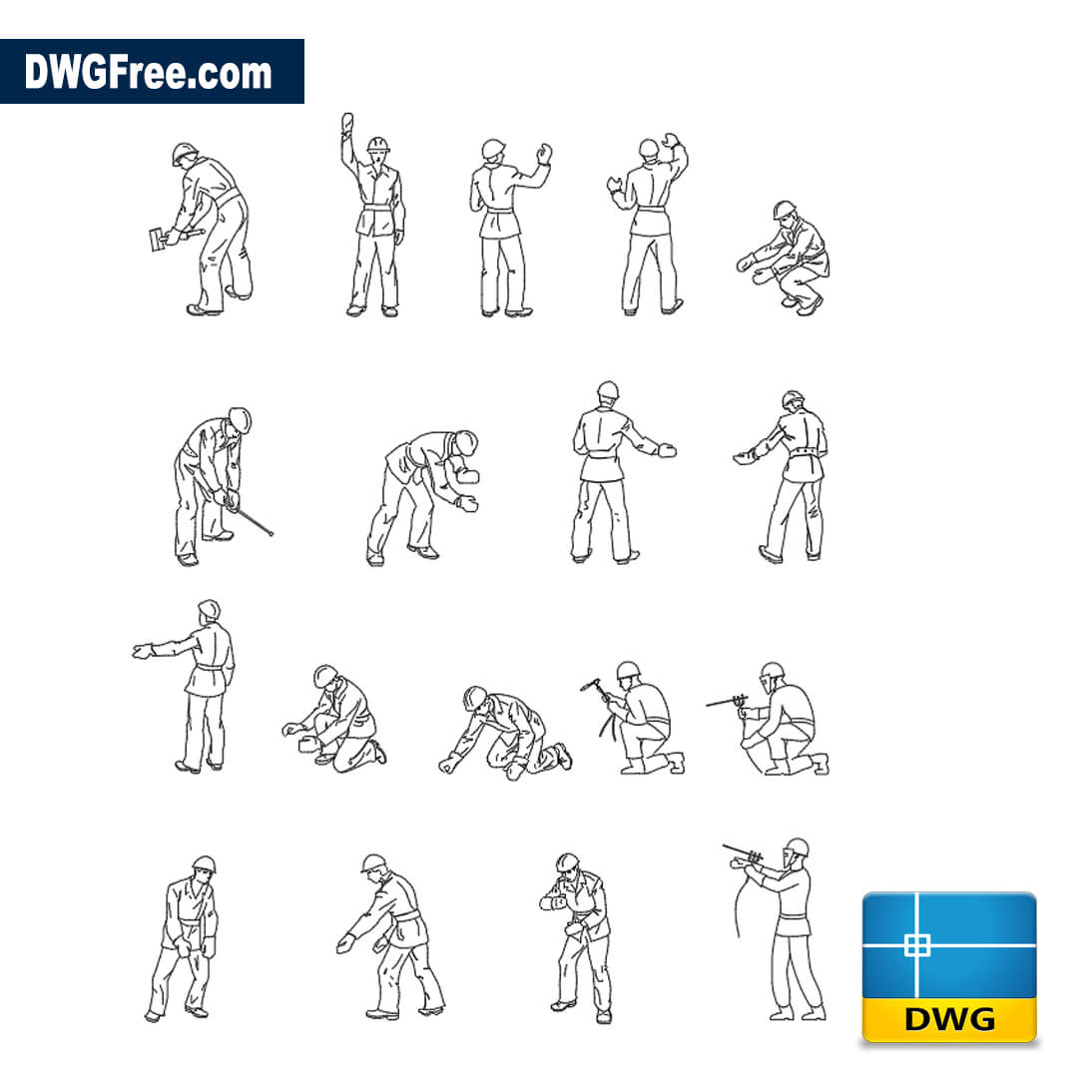 Construction Workers DWG Download Autocad Blocks Model 
