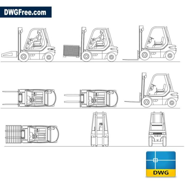 Forklifts views DWG AutoCad