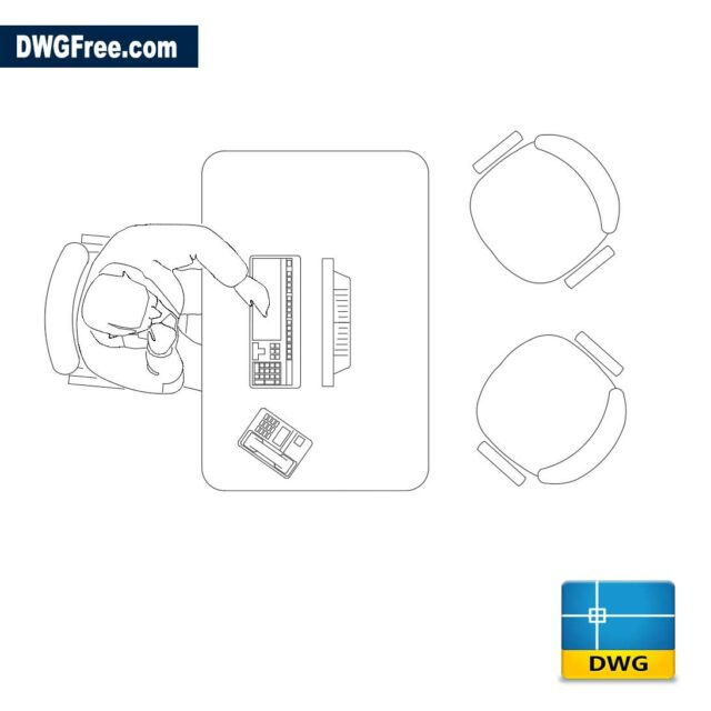 Office table computer DWG AutoCad