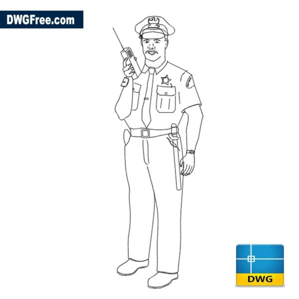 Police officer in uniform DWG AutoCad
