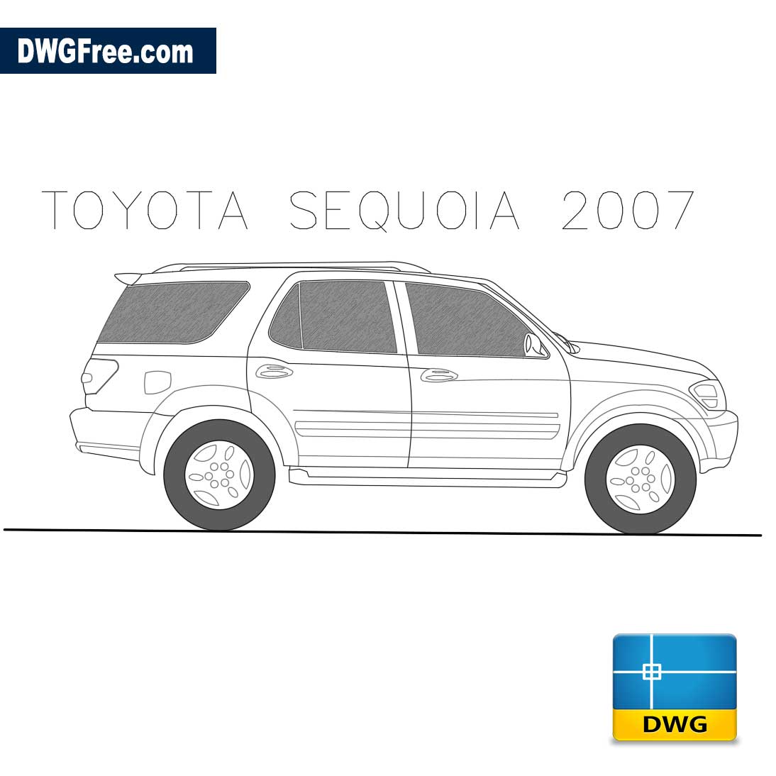 Toyota Sequoia 2007 DWG - Download AutoCAD Blocks Model. AutoCad
