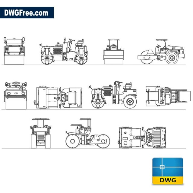 Tractor Agrícola DWG Descarga el modelo de bloques de AutoCAD. autocad