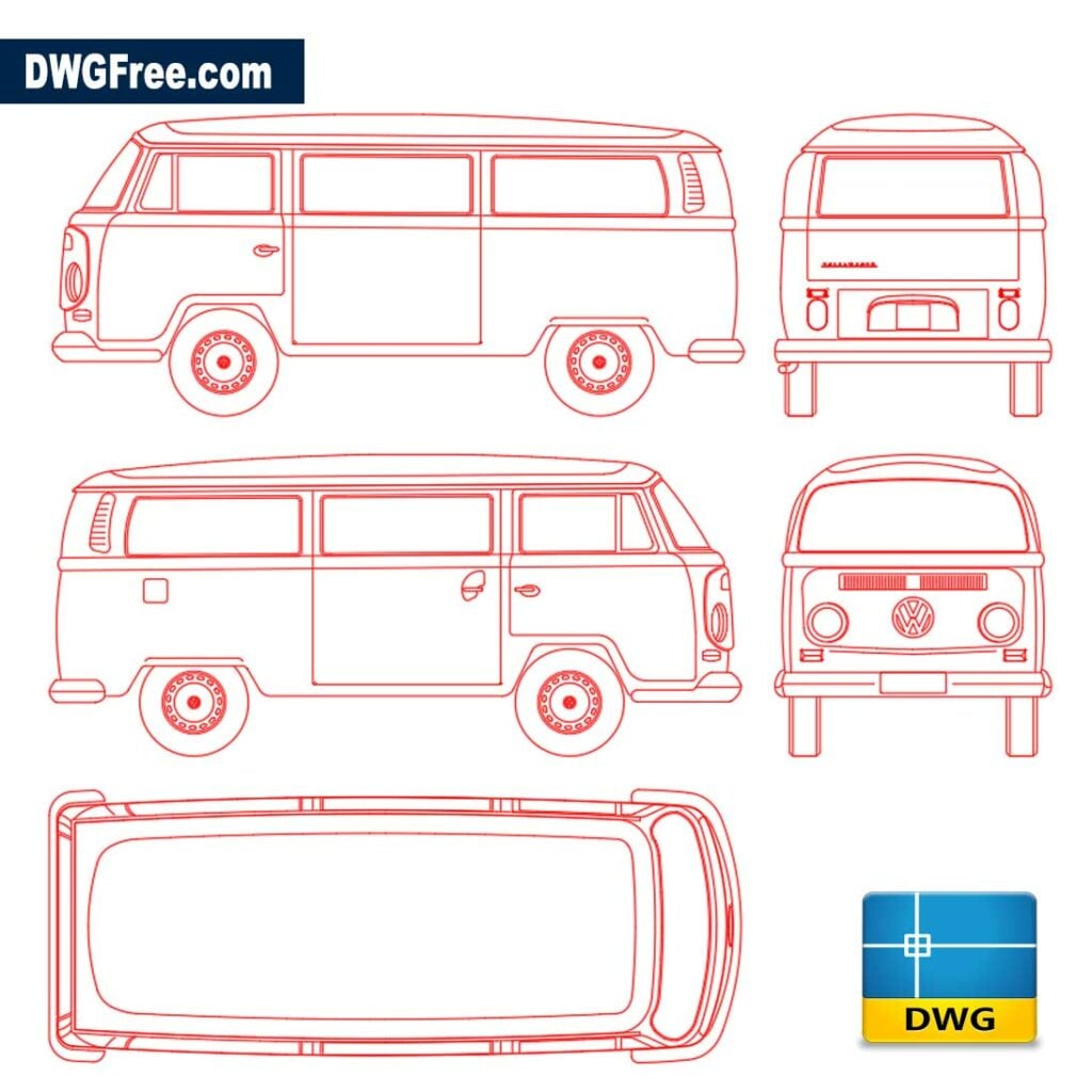 Volkswagen Kombi DWG Descarga el modelo de bloques de AutoCAD. autocad