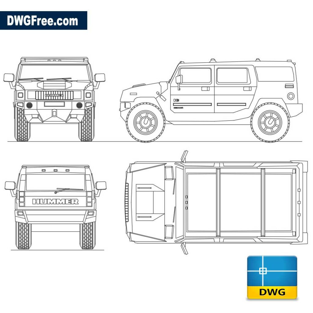 Hummer H2 DWG Descarga el modelo de bloques de AutoCAD. autocad