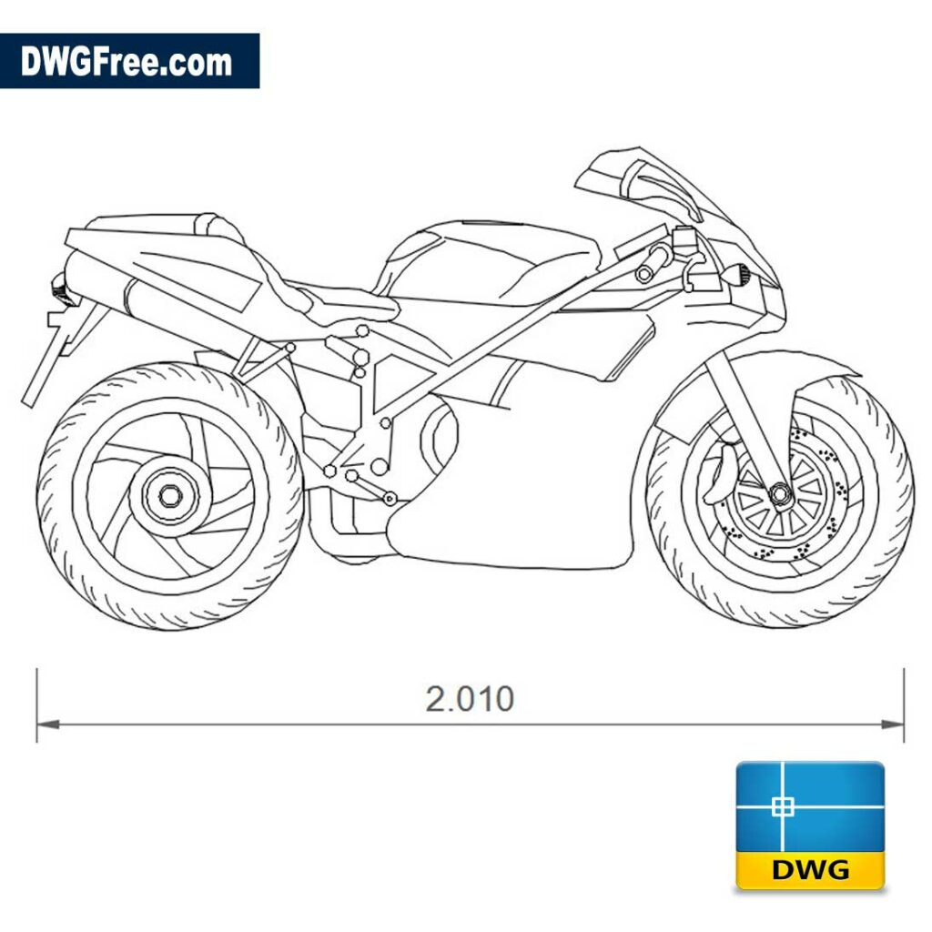 Ducati 996 dwg DWG Drawing. Download free in Autocad 2D format.