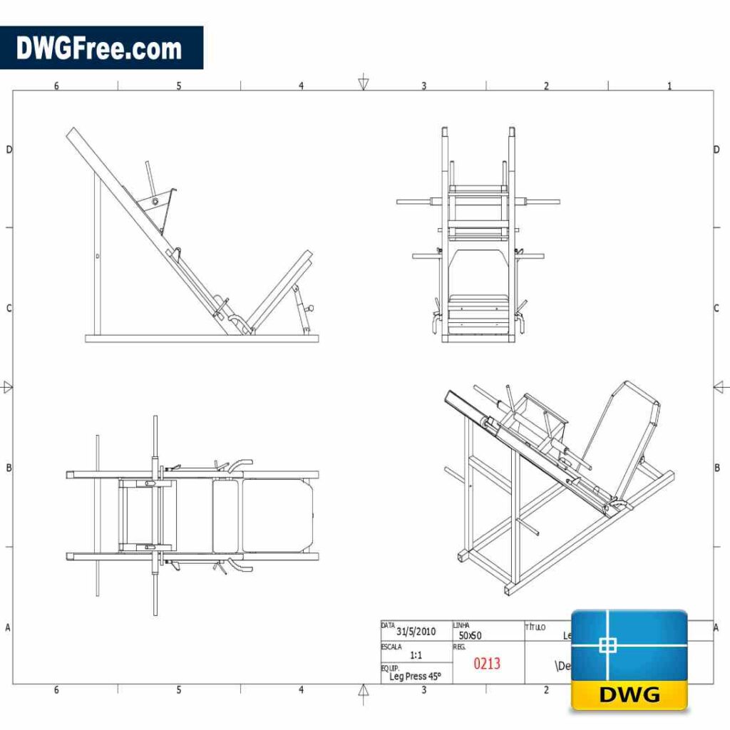 Gym for legs Drawing. Download in Autocad. DwgFree