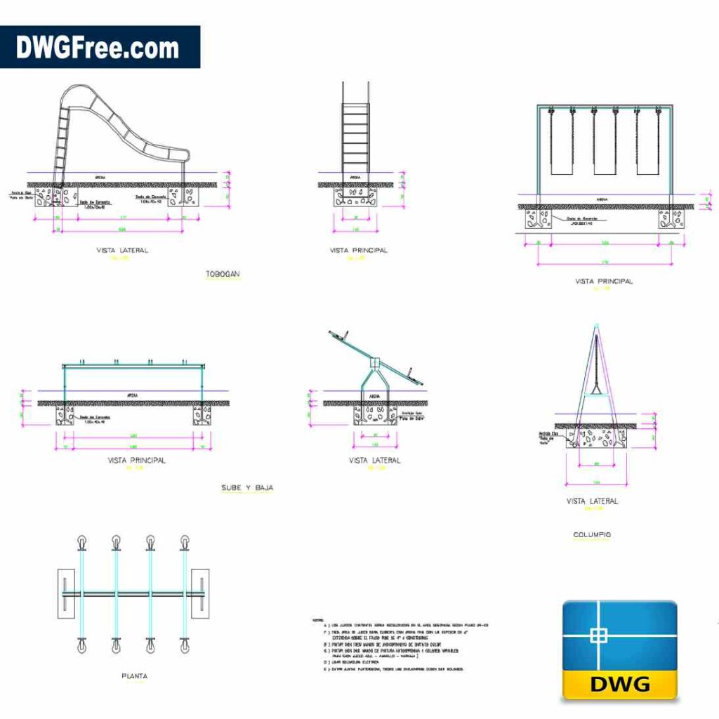 Infantile games Drawing DWG. Download Free in Autocad. DwgFree