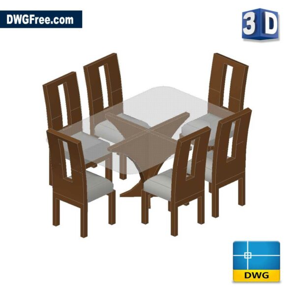 Dining Set 3D DWG [ Drawing 2021 ] - in AutoCAD FREE. DwgFree