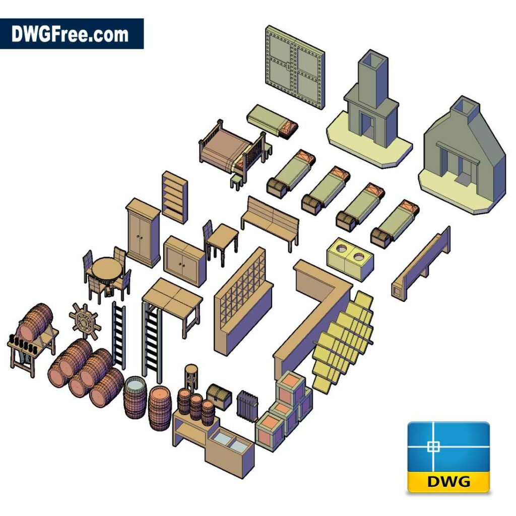 Furniture Blocks 3D Drawing 2023 DWG Files Download Free Models 