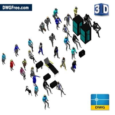 Free 3D People Library Model Drawing in AutoCAD Blocks Download.