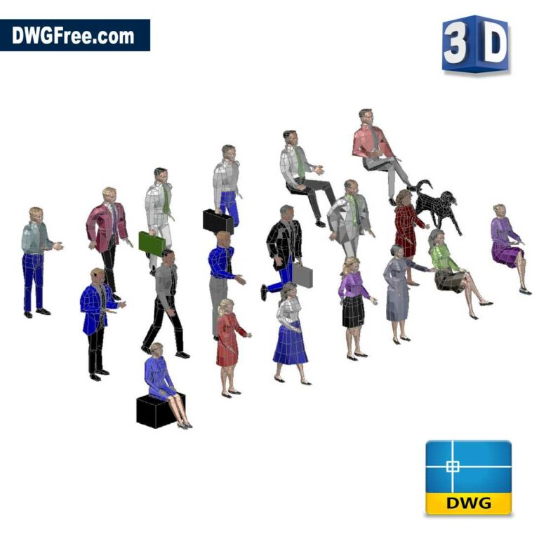 Free 3D People Library Model Drawing In AutoCAD Blocks Download 