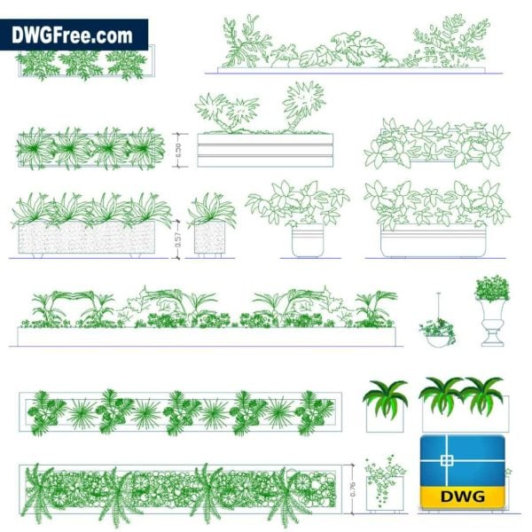 Modern Vases in Pots DWG [Drawing 2026 ] in Autocad. DwgFree