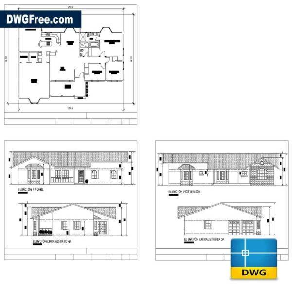 Simple House With 3 Bedrooms DWG 2D [Drawing 2026 ] DwgFree
