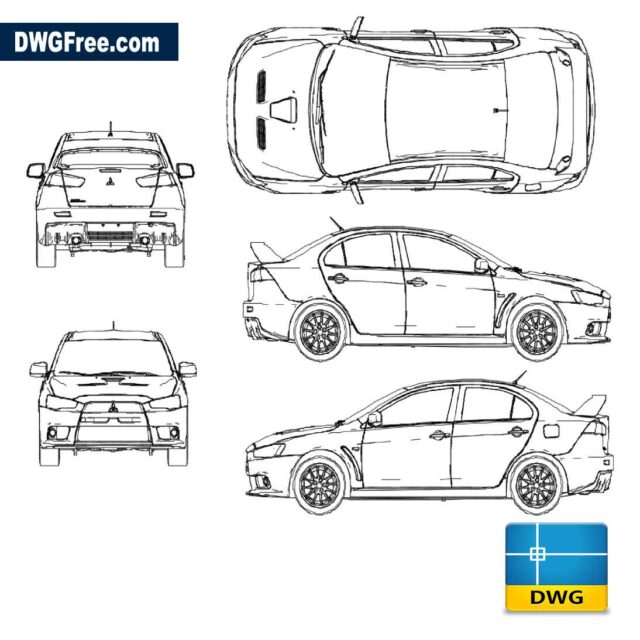 Lancer Evo X 2014 Dwg [Drawing 2026 ] Download Free 2D AutoCad.