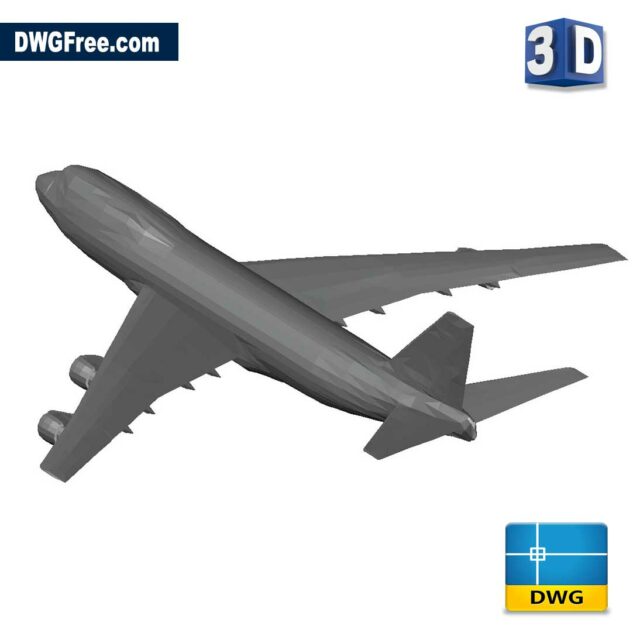 Airplane Boeing 747 3D DWG Free [ Drawing 2020 ] in AutoCAD Blocks.