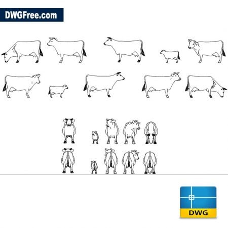 Cows Cads Blocks DWG FREE [ Drawing 2025 ] in AutoCAD Blocks 2D.