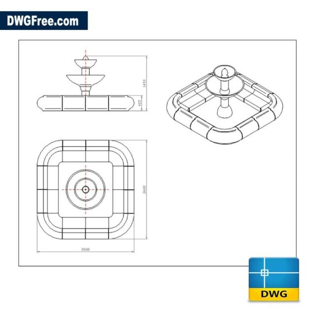 Fountain DWG [ Drawing 2026 ] in AutoCAD FREE 2D. DwgFree