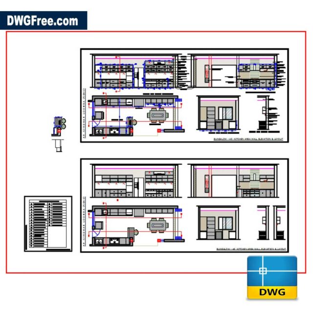 Modular Kitchen DWG Free [ Drawing 2020 ] in AutoCAD Blocks 2D.