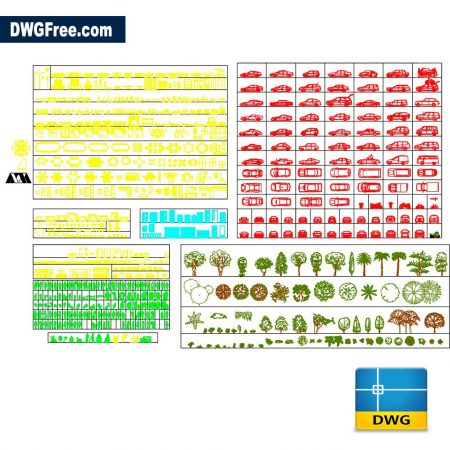 2D Plant Blocks Library Free: trees, plants, bushes AutoCAD