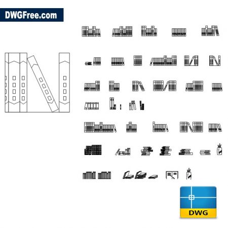 Books Blocks DWG [ Drawing Free ] Download AutoCAD Book 2D.