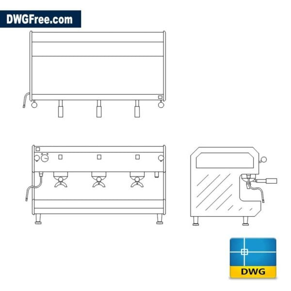 Coffee Machine DWG Free [ Drawing 2020 ] in AutoCAD Blocks 2D.