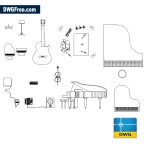 Music Equipment CAD DWG Free [ Drawing 2020 ] in AutoCAD Blocks.