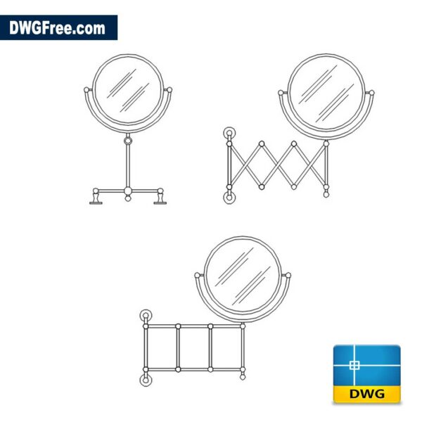Shaving Mirror DWG Free Drawing 2020 In AutoCAD Blocks 2D 