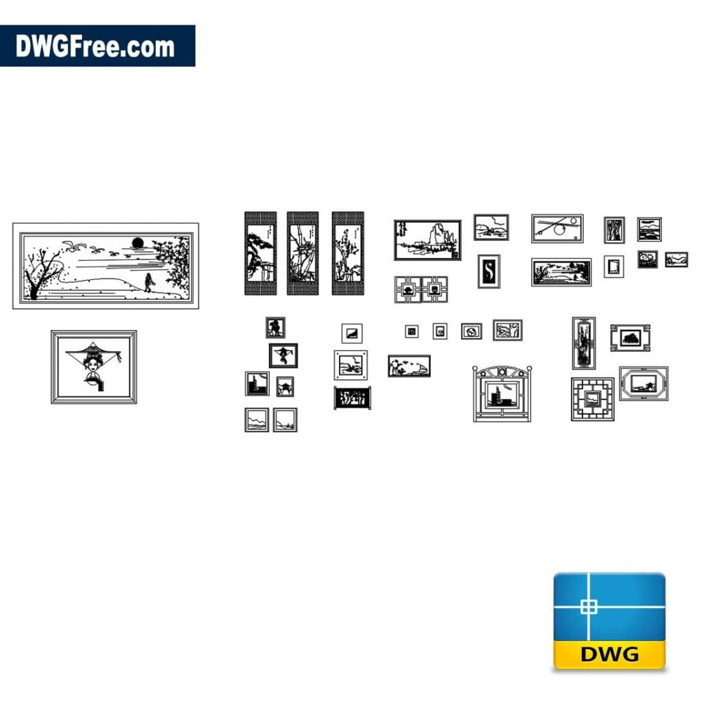 Wall Painting Collection DWG Free [ Drawing 2020 ] in AutoCAD Blocks.