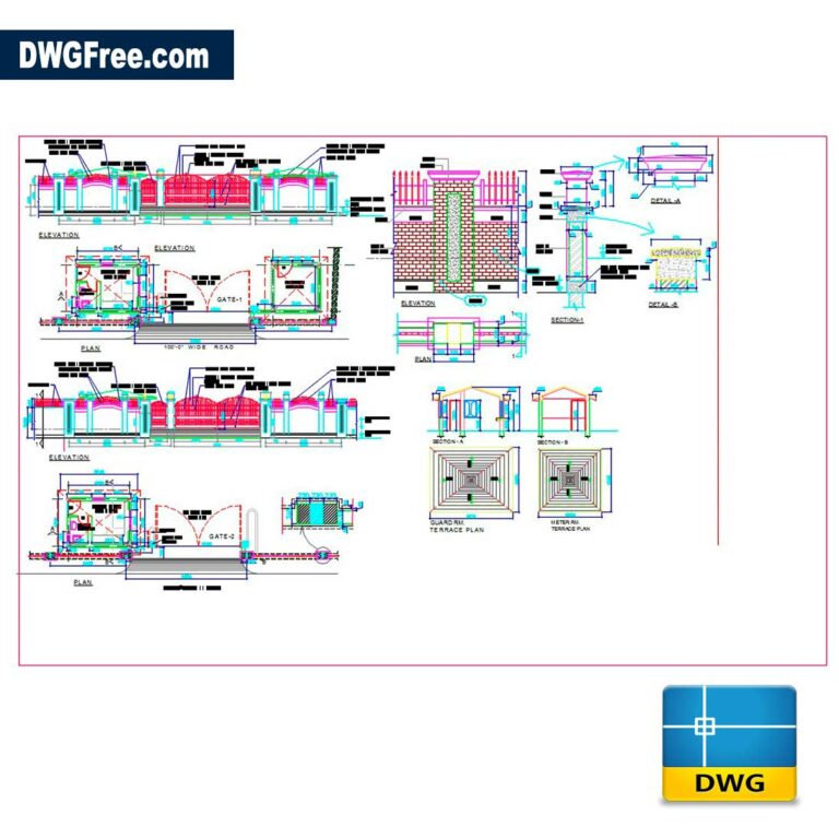 Detail Of Boundary Wall DWG Free Drawing 2020 In AutoCAD Block 