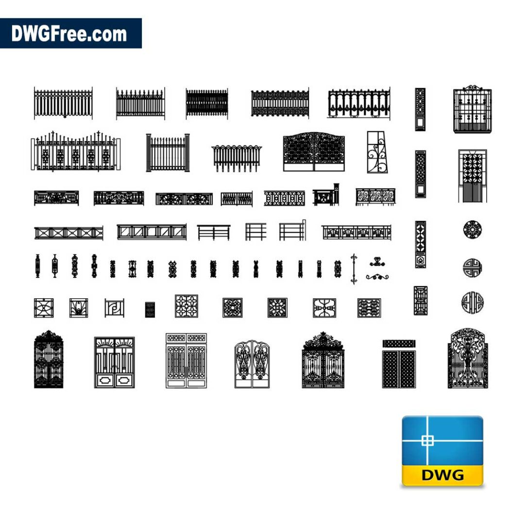 Gates CAD Blocks DWG Free 2D Drawing TOP CAD Blocks 