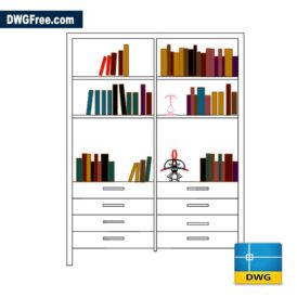 Bookshelf Bookcase Free DWG [ Drawing TOP ] - AutoCAD Blocks.