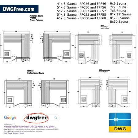 Finlandia Sauna CAD Files 2D [ Drawing FREE ] CAD Blocks Download.