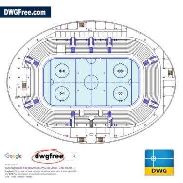 Hockey Arena DWG Blocks [ Drawing FREE ] in AutoCAD file.