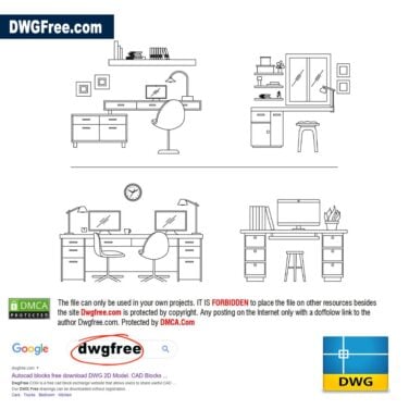 FREE Computer Tables 2D CAD DWG file Download to your Project