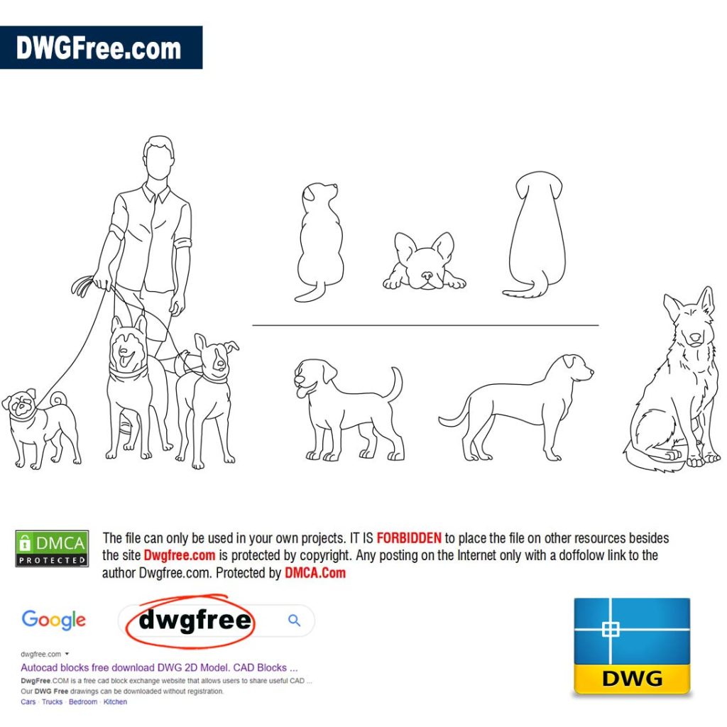 2D-Tiere DWG Blöcke AutoCAD-Blöcke kostenlos herunterladen.