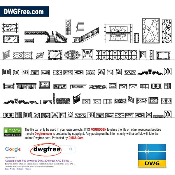 FREE Fence CAD 2D in DWG file download