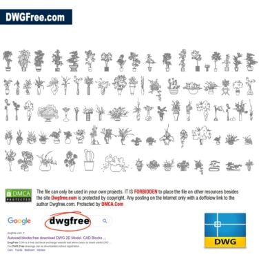 FREE Flower pots AutoCAD 2D in DWG file download