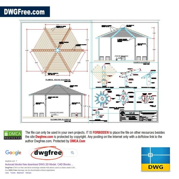 Pergolas Plans FREE DWG Drawing in CAD for home project.