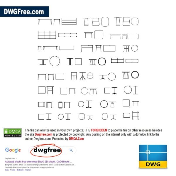 AutoCAD Coffee tables and desks 2D DWG file in Free. Download now.