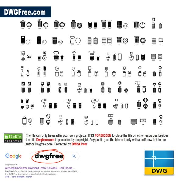 AutoCAD Trash Can 2D DWG file. Download Free now