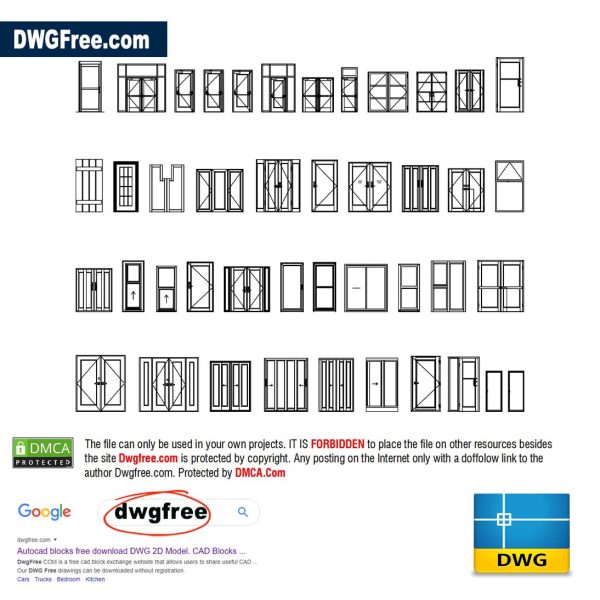 AutoCAD file Interior doors 2D in DWG format save now.