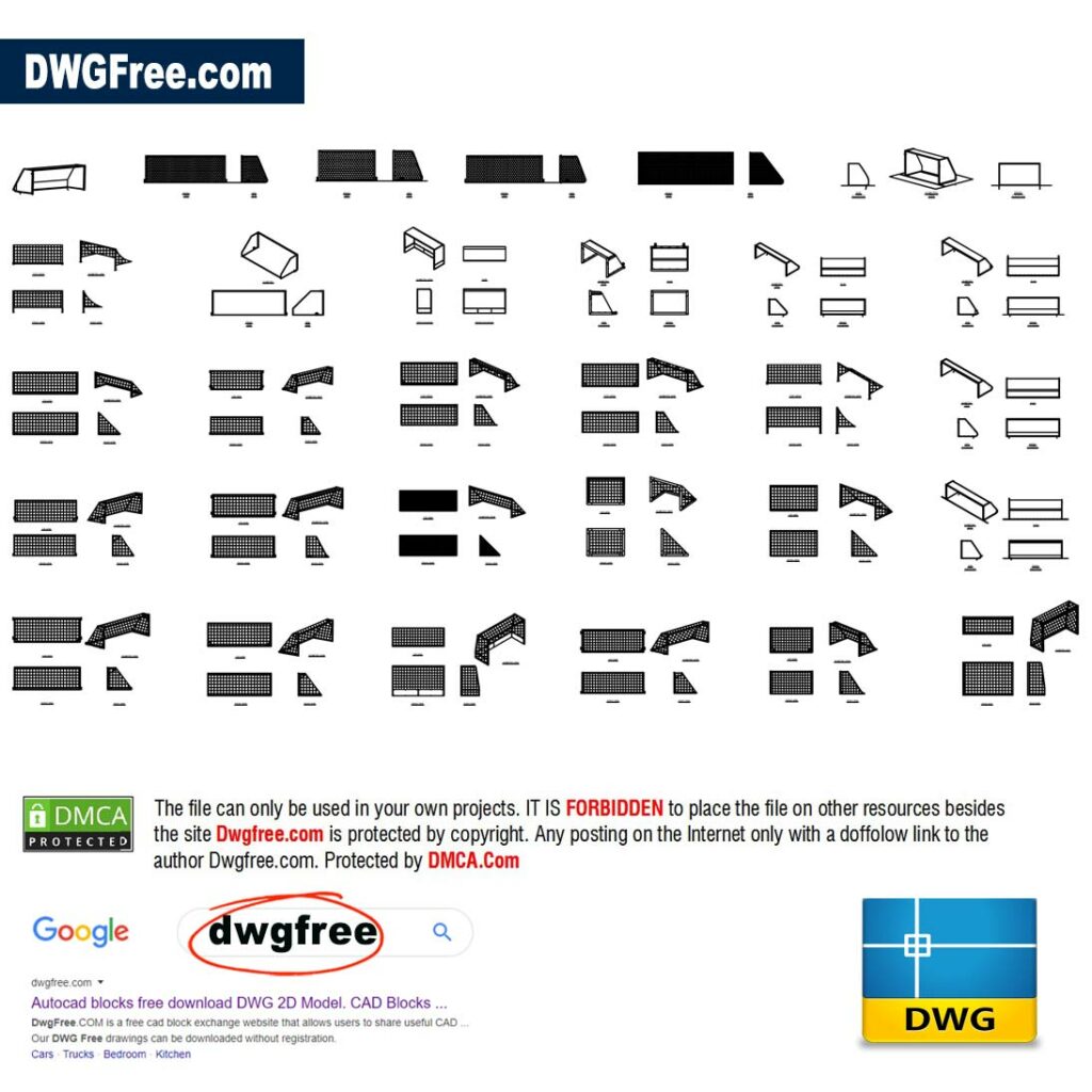 Download Football Goal free drawing DWG 2D AutoCAD.