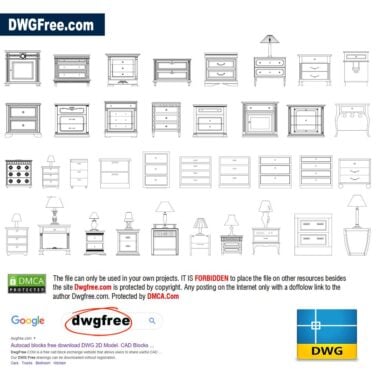 File Bedside Table 2D in DWG format drawing AutoCAD