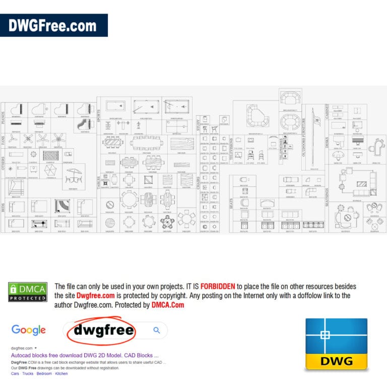 Library of furniture CAD 2D DWG file download Free.